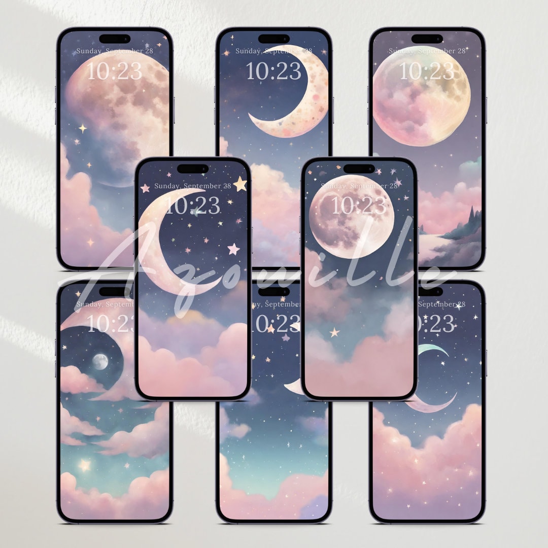 Moon Phone Wallpapers Moon Wallpapers Pastel Moon Wallpaper - Etsy