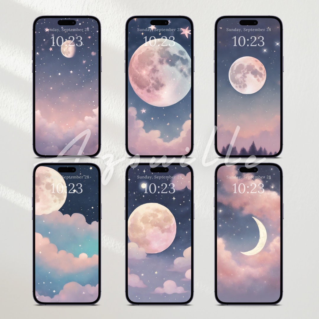 Moon Phone Wallpapers Moon Wallpapers Pastel Moon Wallpaper - Etsy