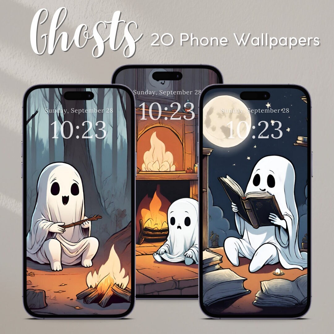 Ghosts Phone Wallpapers Halloween Wallpaper iPhone Autumn - Etsy