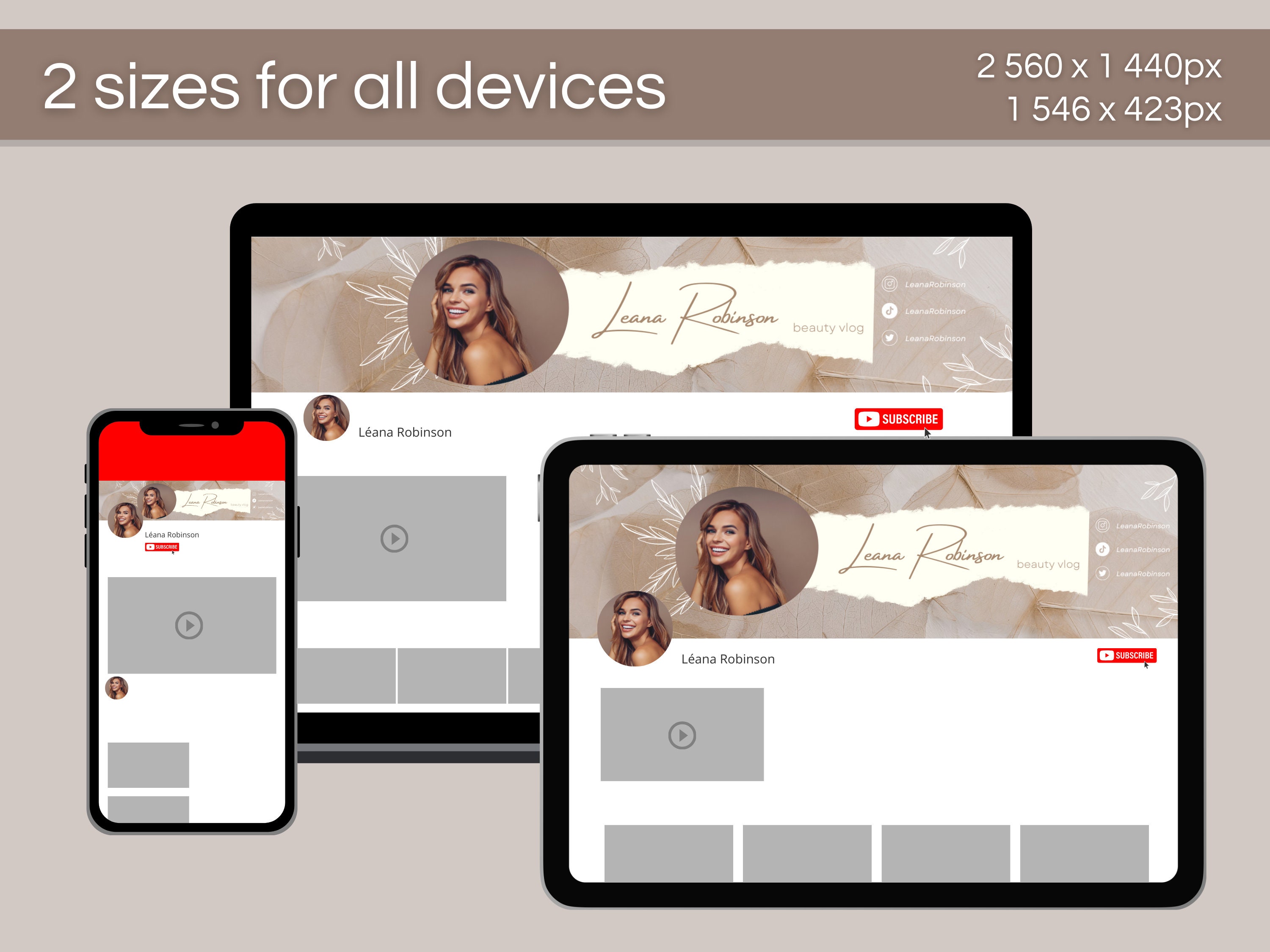 Minimalist Youtube Banner for Vlog, Travel, and Makeup Tutorials Dual ...