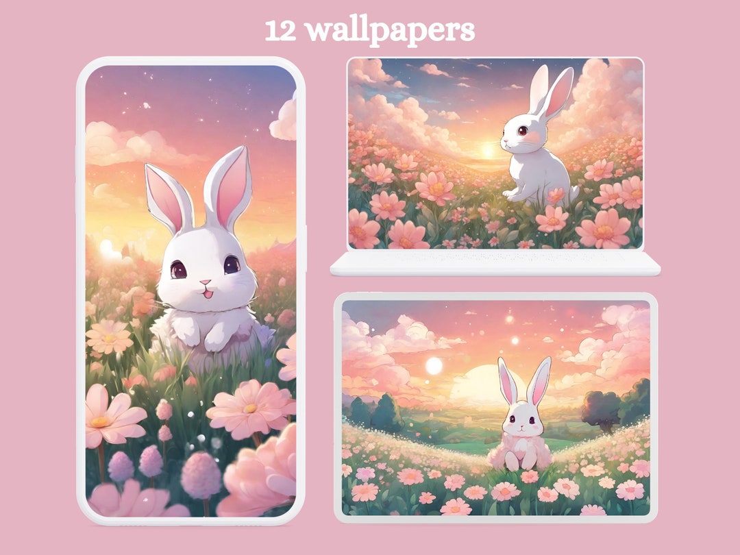 Cute Rabbit Phone Wallpaper, Cute Rabbit Computer Wallpaper, Kawaii ...