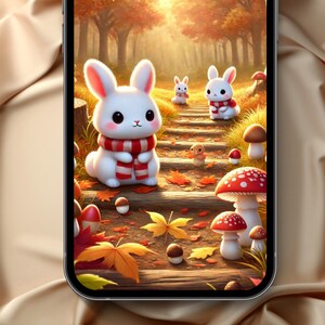 Cozy Autumn Bunny Wallpaper HD 3D Mobile & iPhone Wallpaper With Fall ...