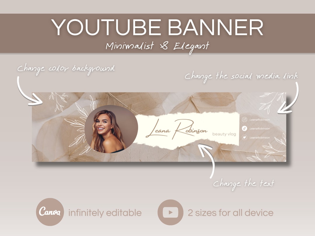 Minimalist Youtube Banner for Vlog, Travel, and Makeup Tutorials Dual ...
