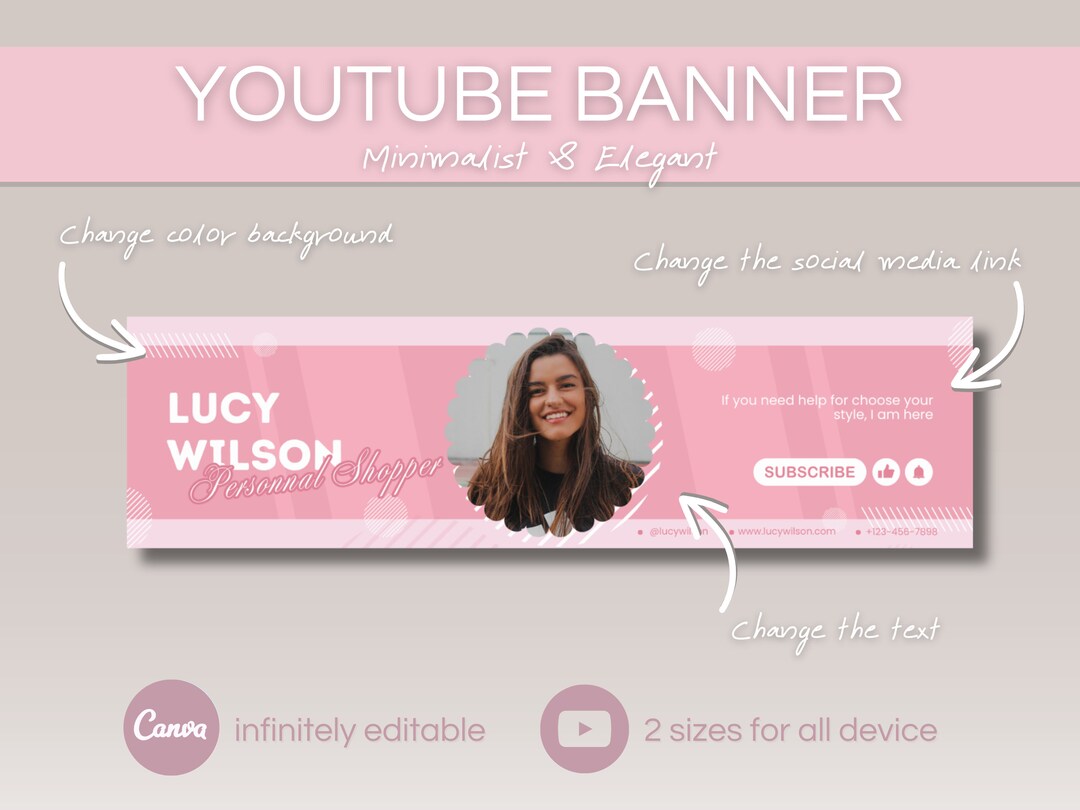 Chic Pastel Pink Youtube Banner Perfect for Beauty Vlogs, Personal ...