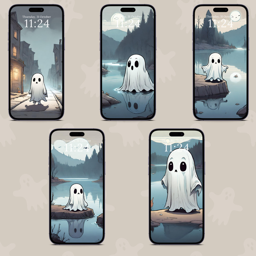 Ghosts Phone Wallpapers Halloween Wallpaper iPhone Autumn - Etsy