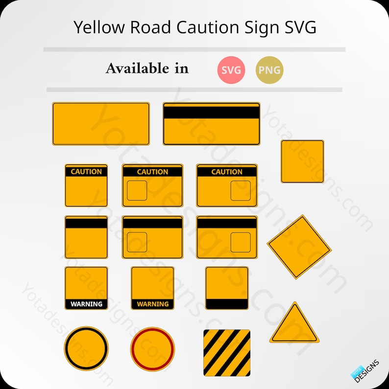 Yellow Road Caution Sign SVG, Warning SVG Files, Png, Shirt Printing ...