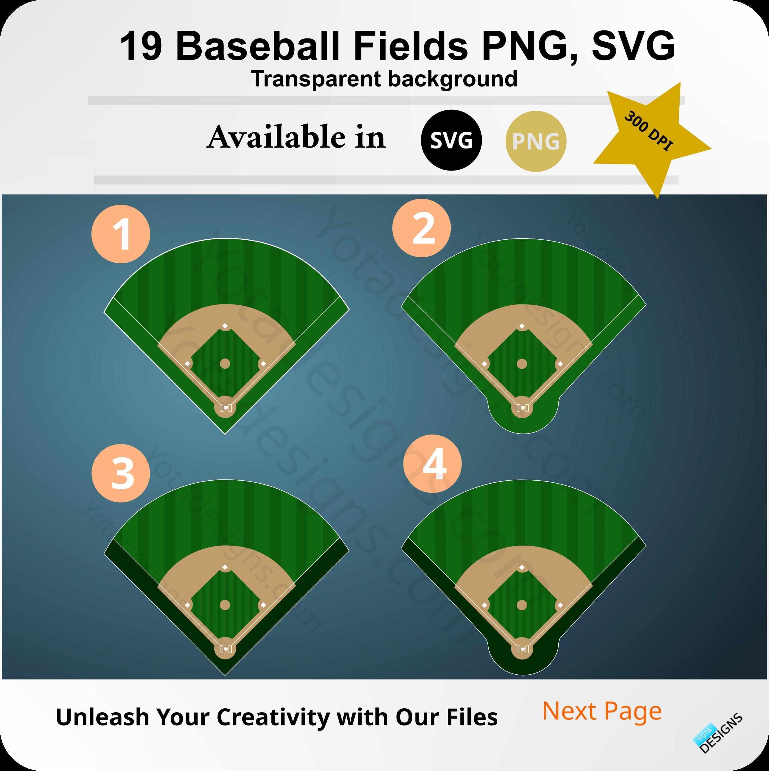 Baseball Field SVG Bundle, PNG, 19 Different Designs, Digital Design ...