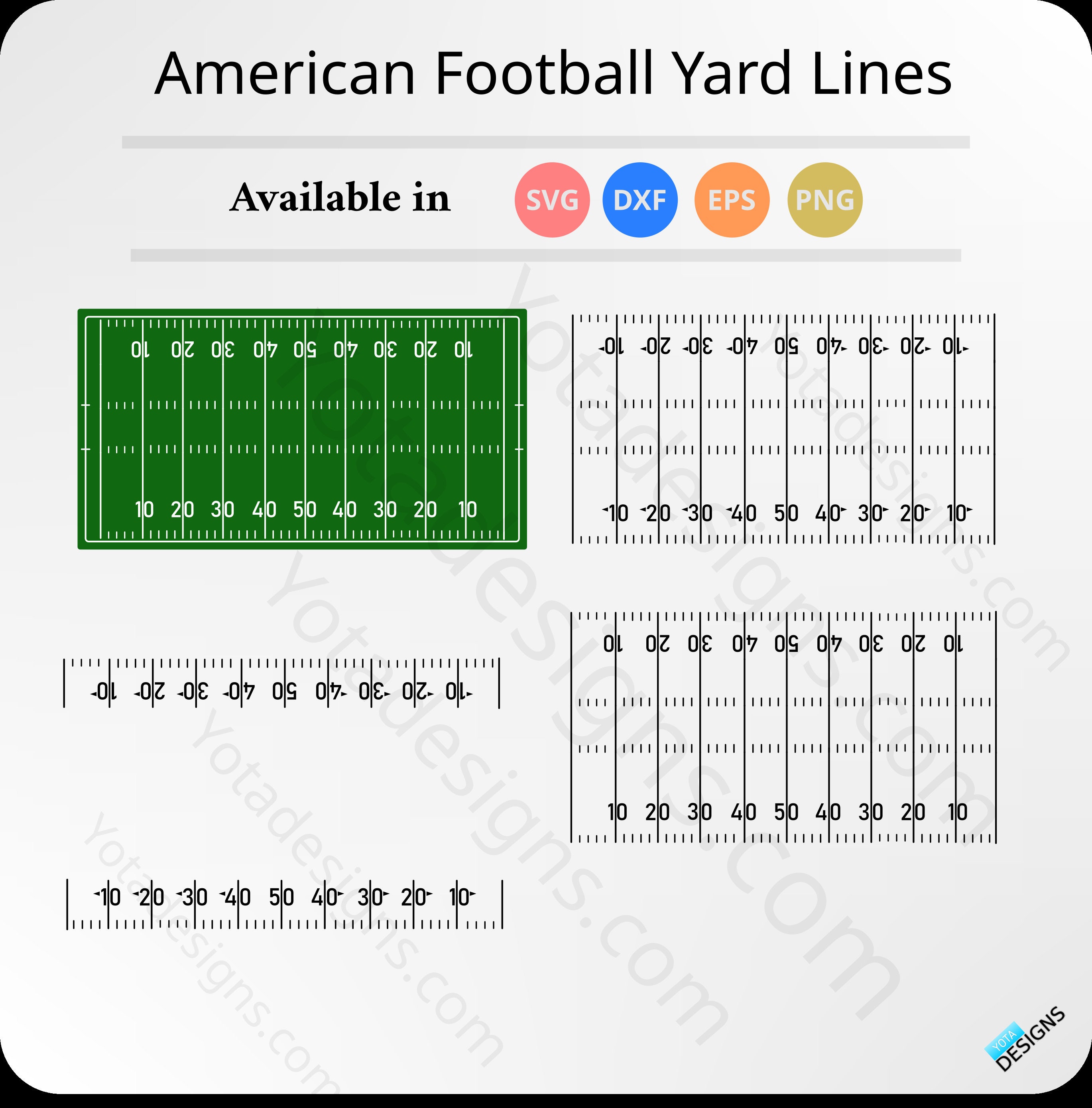 American Football Yard Lines SVG Cut File, DXF, Png, Eps, Cut Files ...