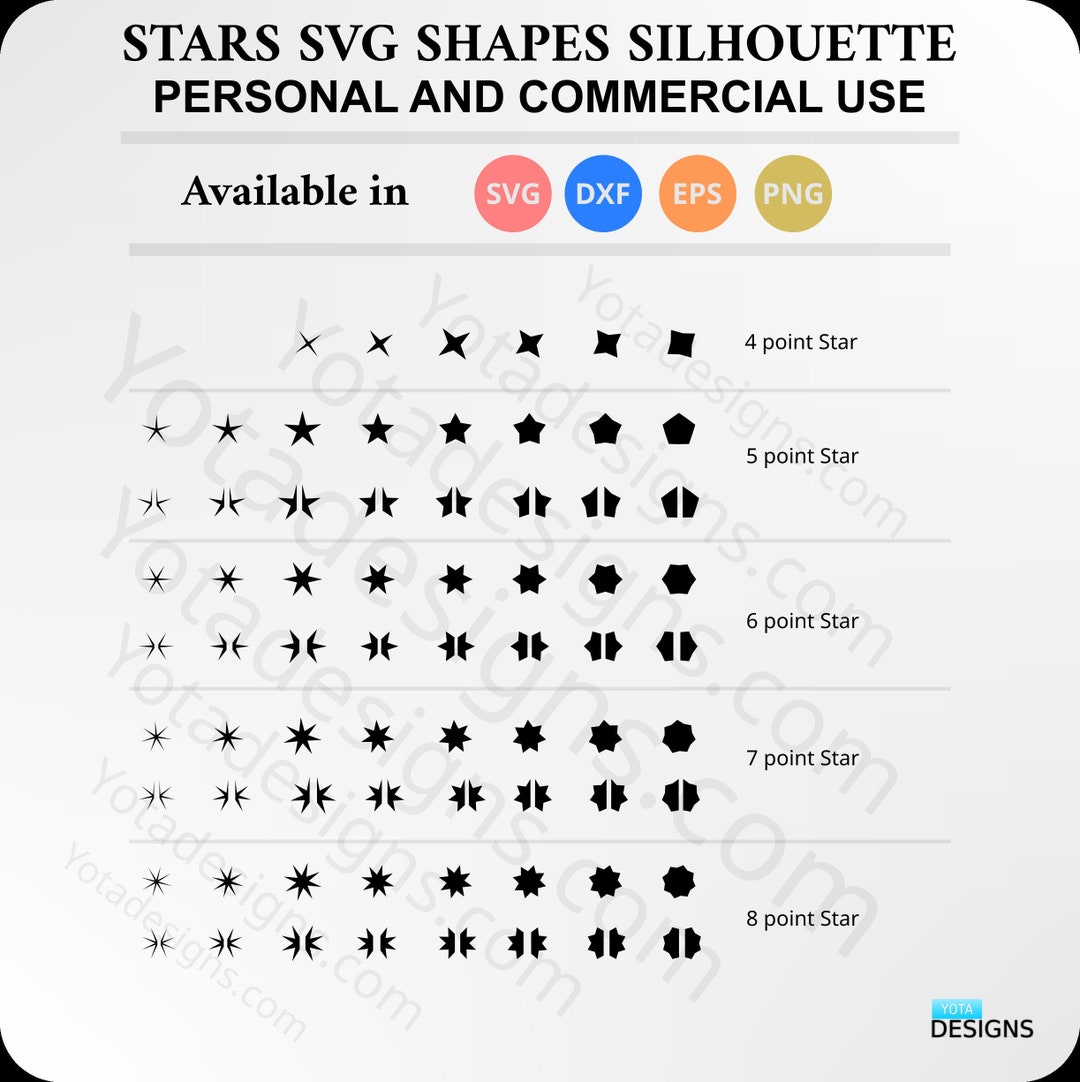 Star Shapes in SVG Files ,svg Bundle, Png, Eps, Dxf Files Use in ...