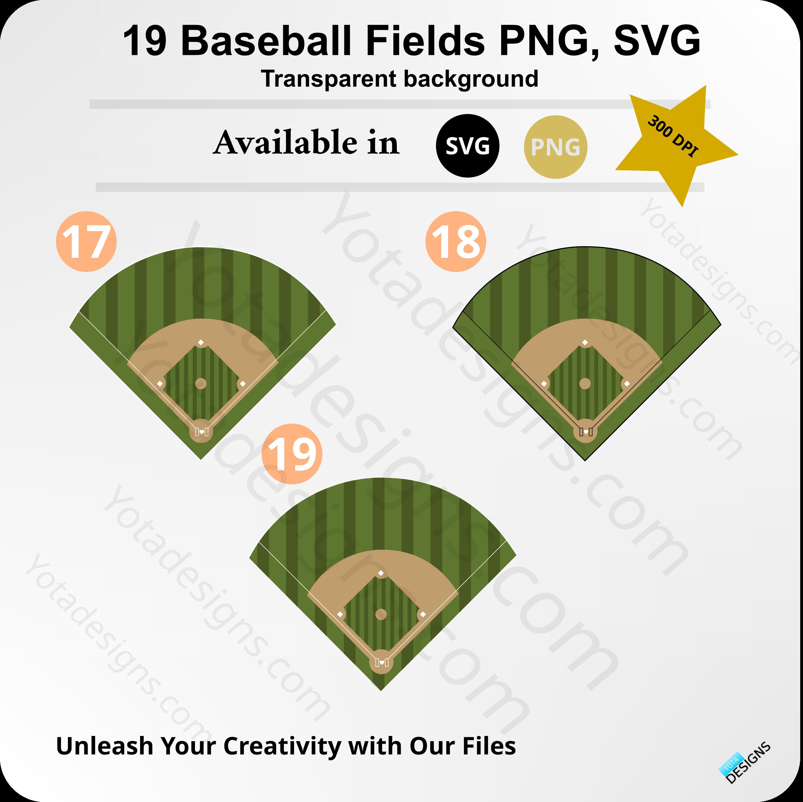 Baseball Field SVG Bundle, PNG, 19 Different Designs, Digital Design ...