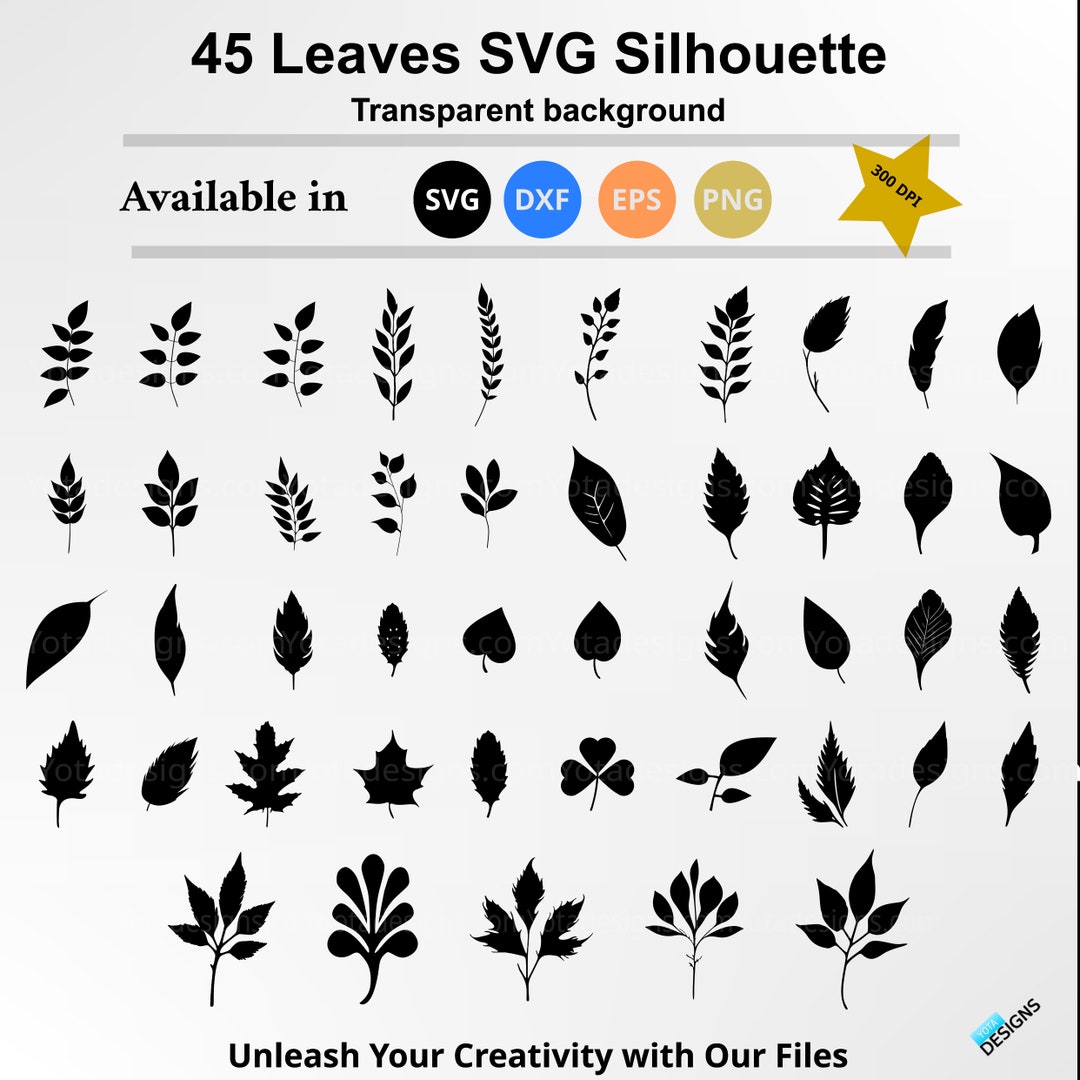 Leaf SVG, 45 Leaves SVG Bundle, SVG Cricut Bundle, Leaf Template, Cut ...