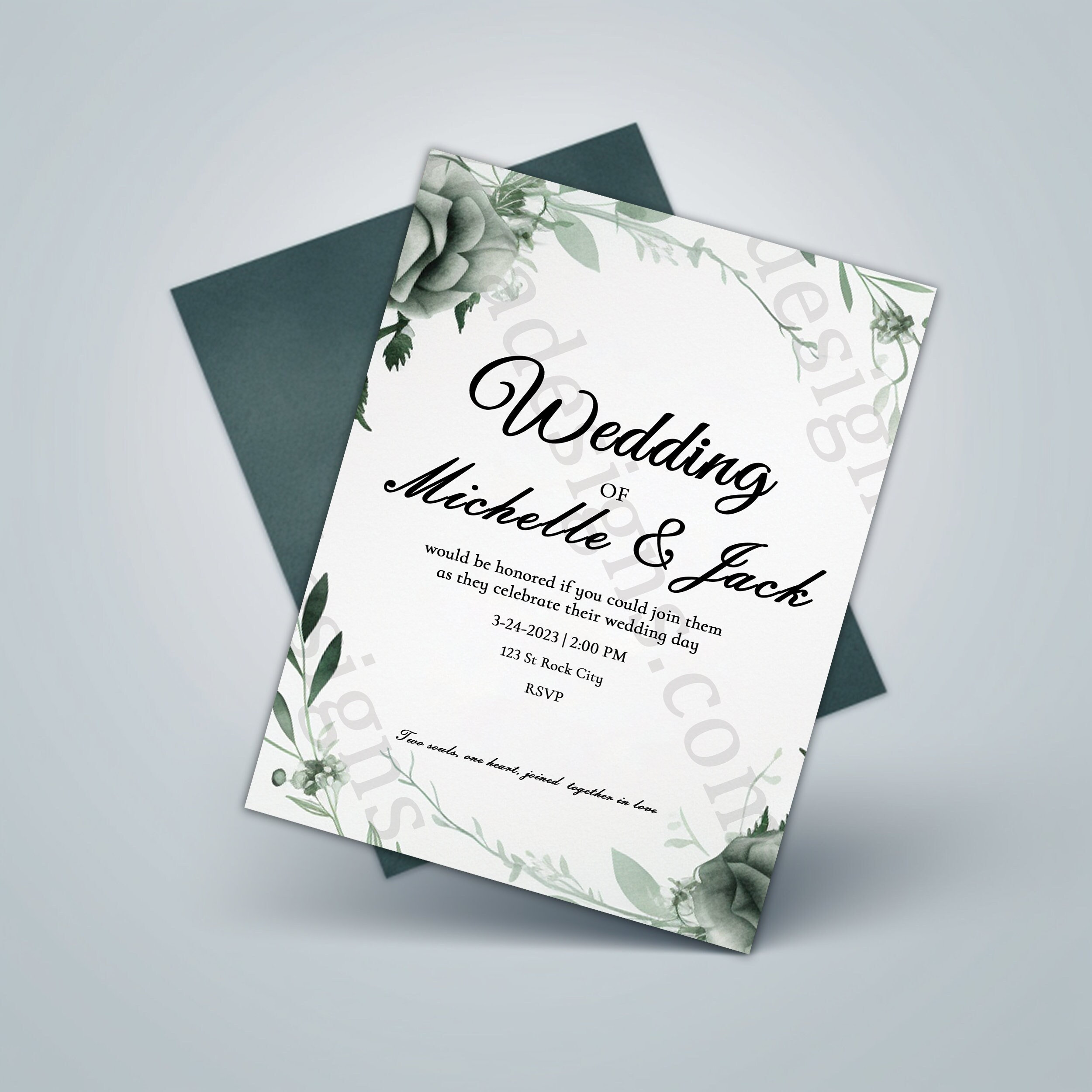 Printable 5x7 Wedding Invitation Template With Blank Space for Writing ...