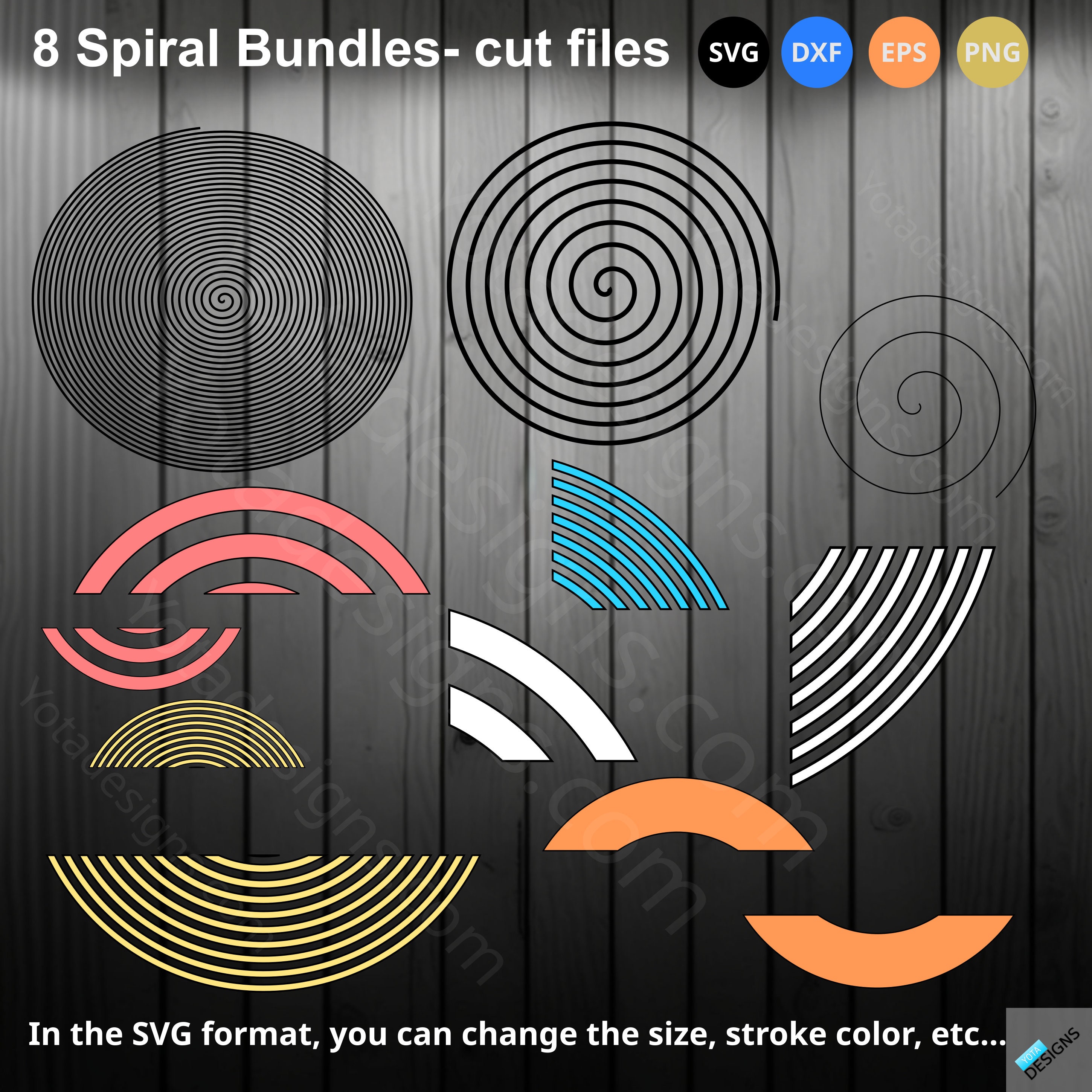 Spiral Lines SVG, 8 Spiral Bundles, Spiral Design, Spiral Cut Files ...