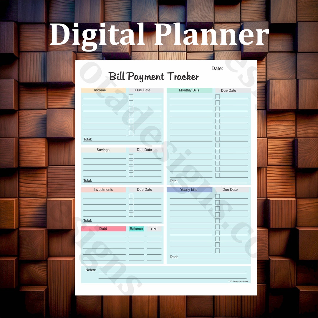 Printable Planner, Budget Planner, Digital Planner, Bill Payment ...