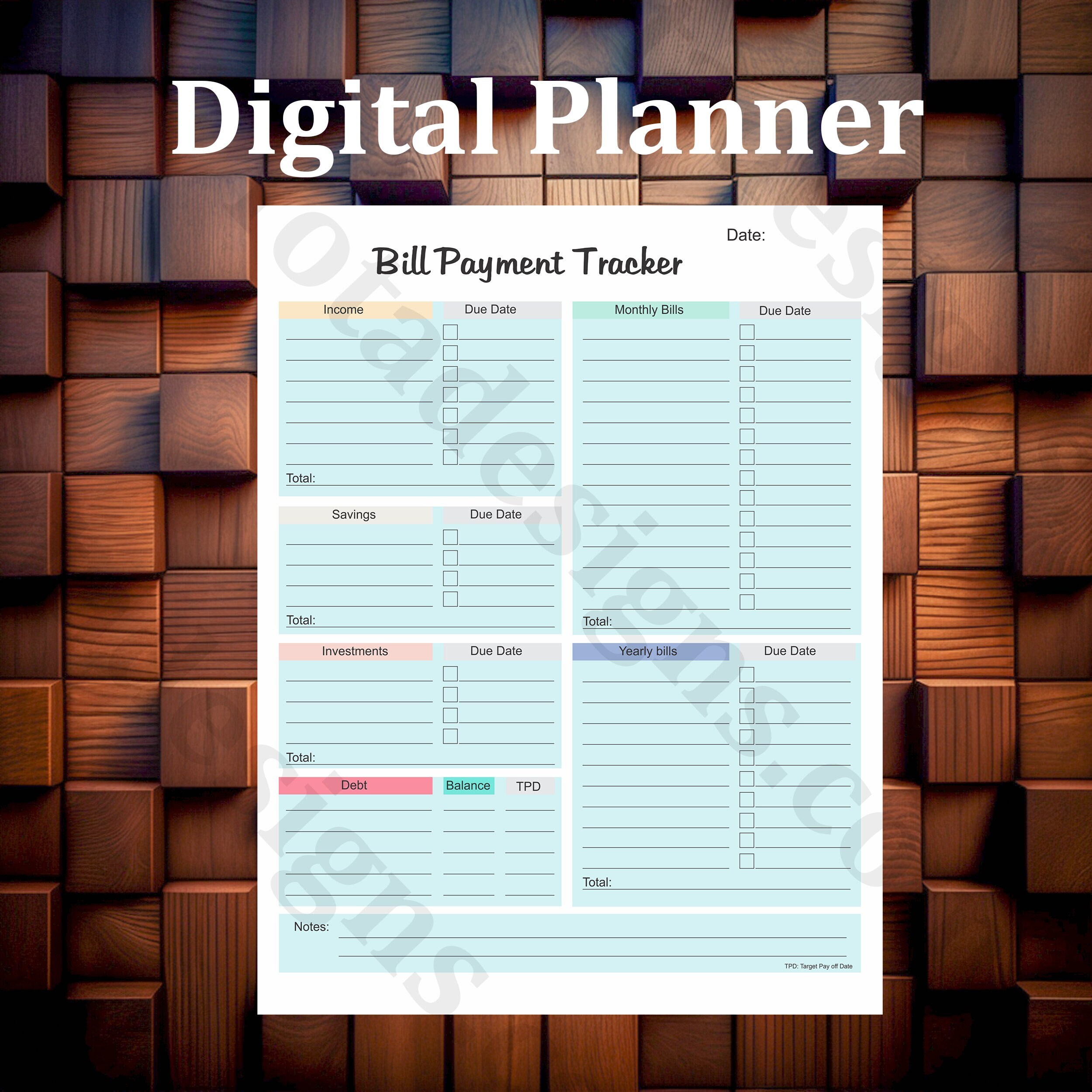 Printable Planner, Budget Planner, Digital Planner, Bill Payment ...