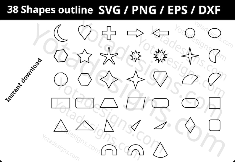 Basic Shape SVG Bundle, 38 Shapes, Star Svg , Clipart, Circle Shapes ...