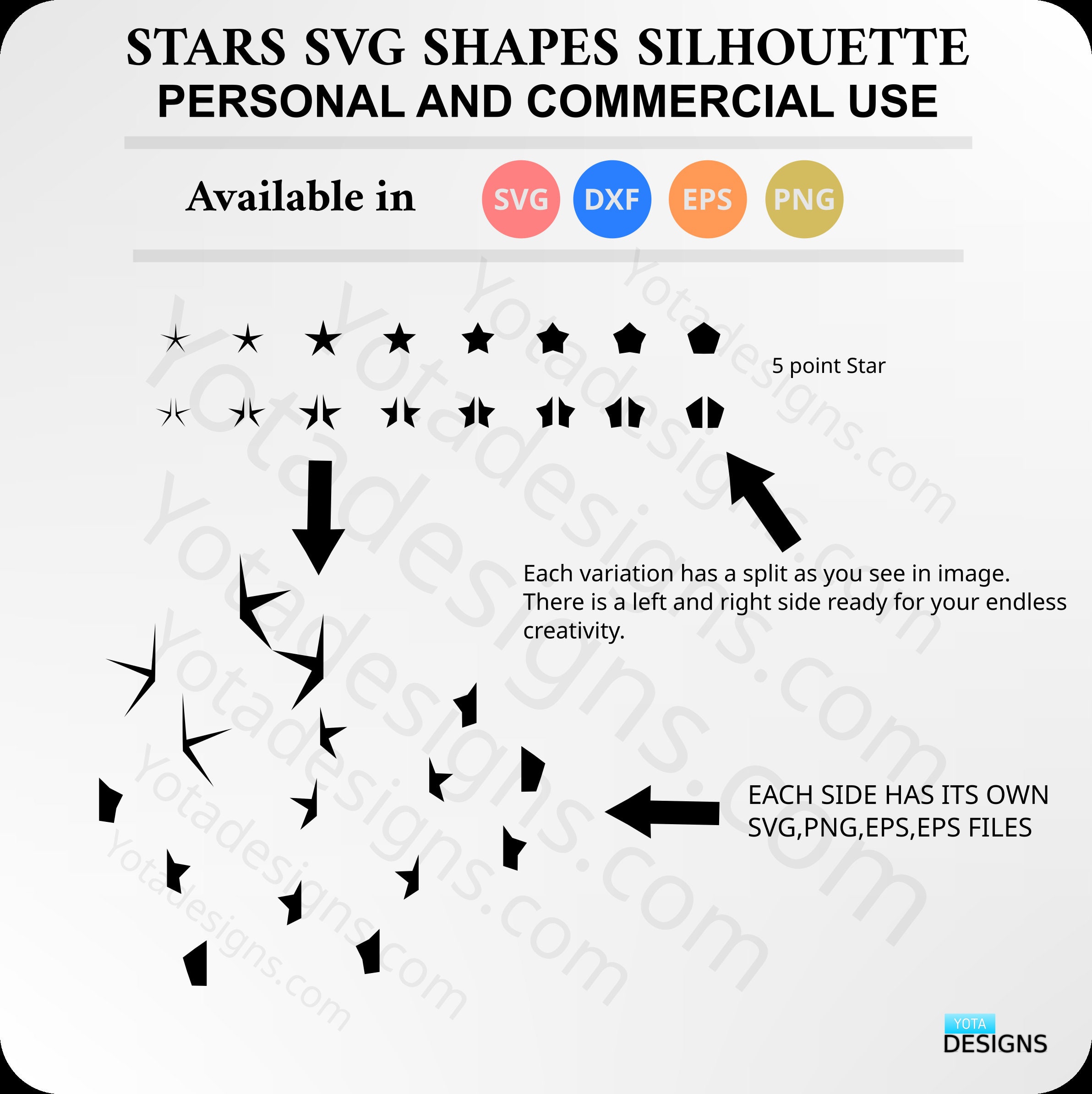 Star Shapes in SVG Files ,svg Bundle, Png, Eps, Dxf Files Use in ...
