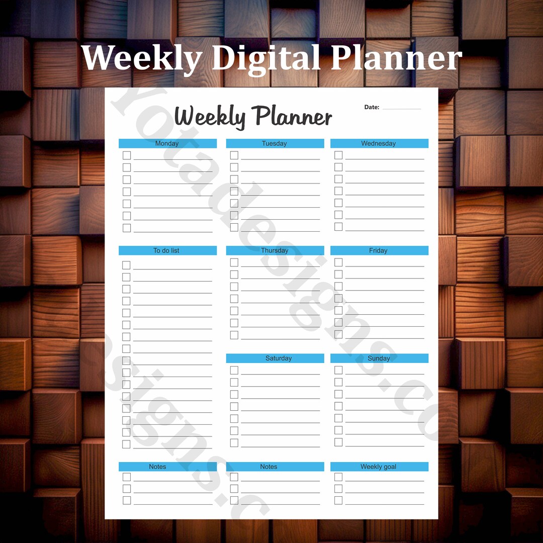 Digital Planner, Printable Planner, Digital Weekly Planner, One Planner ...