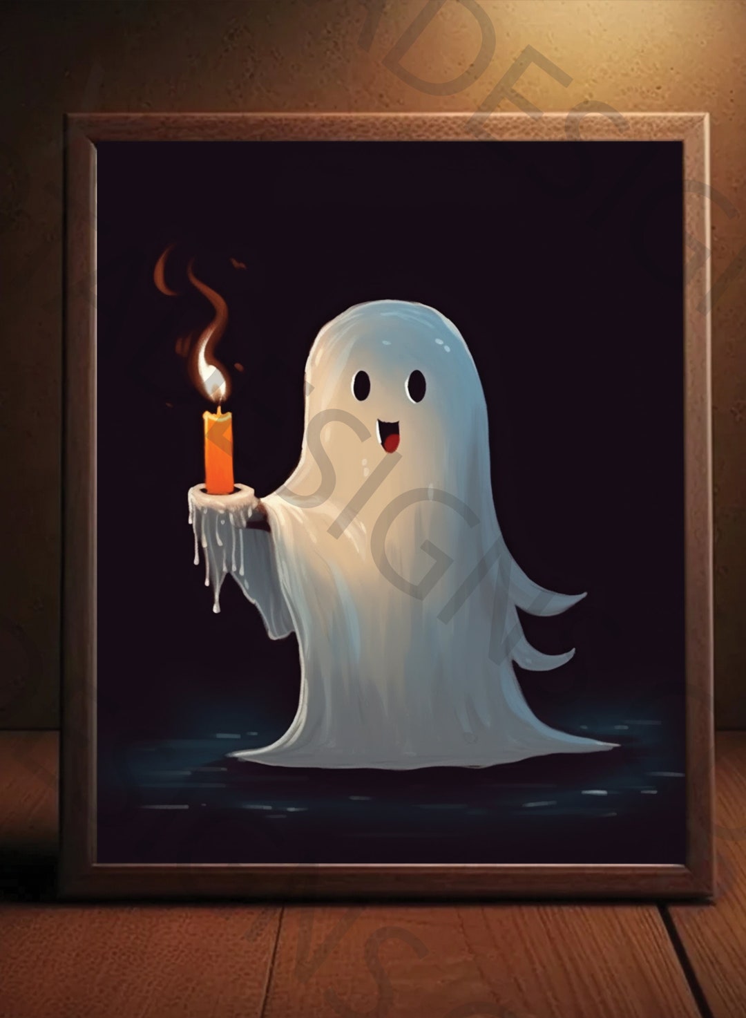 Cute Ghost Holding Candle PNG Art, Halloween Night, Home Decor, AI ...