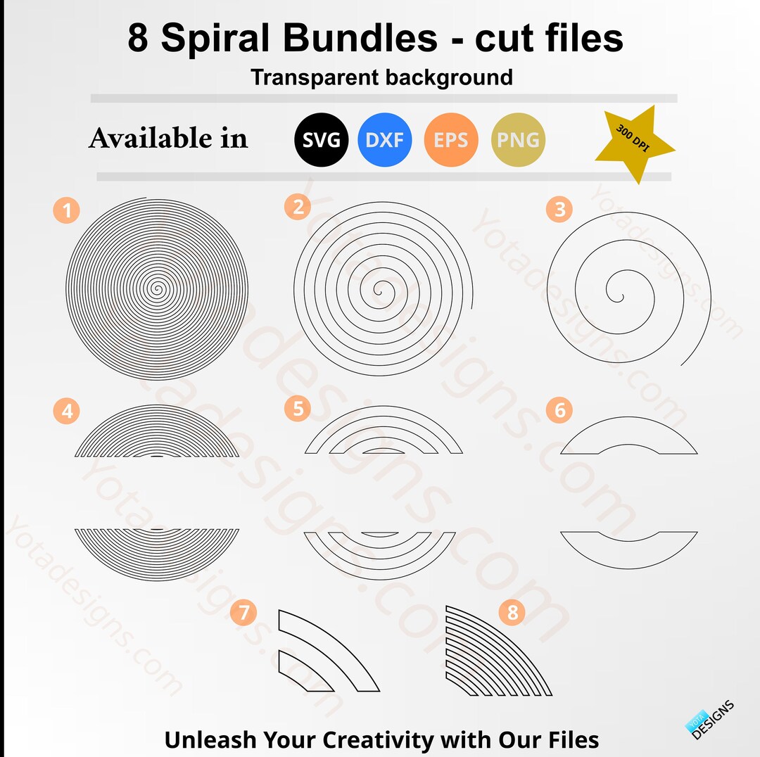 Spiral Lines SVG, 8 Spiral Bundles, Spiral Design, Spiral Cut Files ...