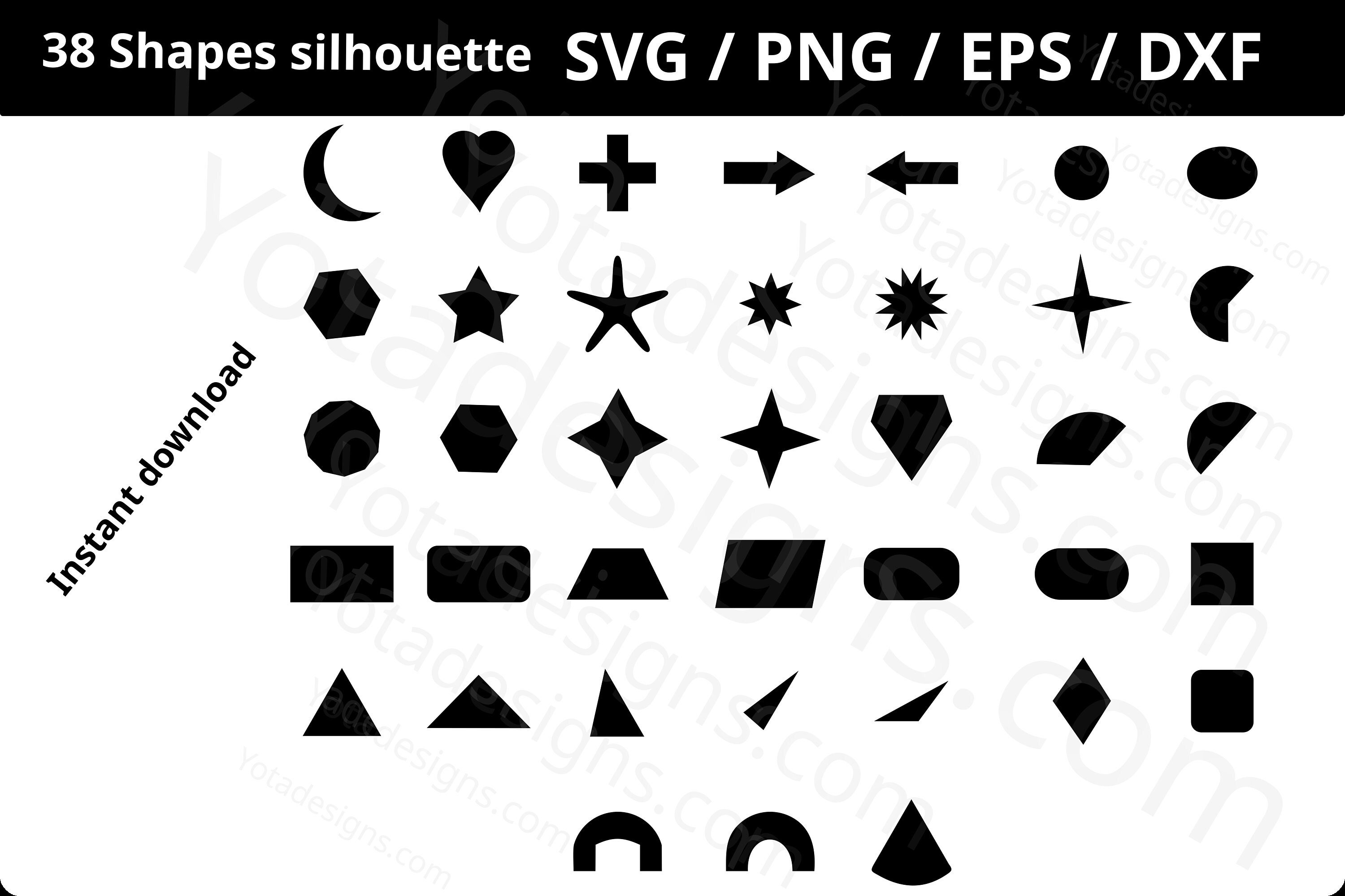 Basic Shape SVG Bundle, 38 Shapes, Star Svg , Clipart, Circle Shapes ...