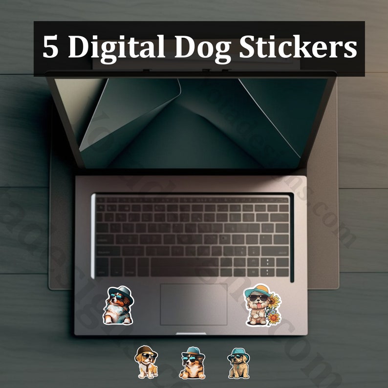 Digital Dog Sticker Bundle, 5 Cute Dog Sticker, High Quality, Animals ...