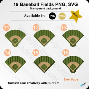Baseball Field SVG Bundle, PNG, 19 Different Designs, Digital Design ...
