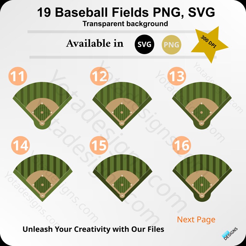 Baseball Field SVG Bundle, PNG, 19 Different Designs, Digital Design ...