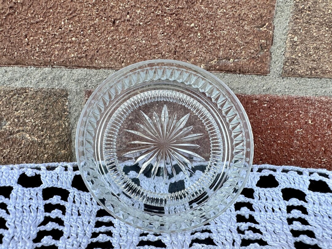 Vintage Glass Small Coaster From 50s, Cut Glass - Etsy
