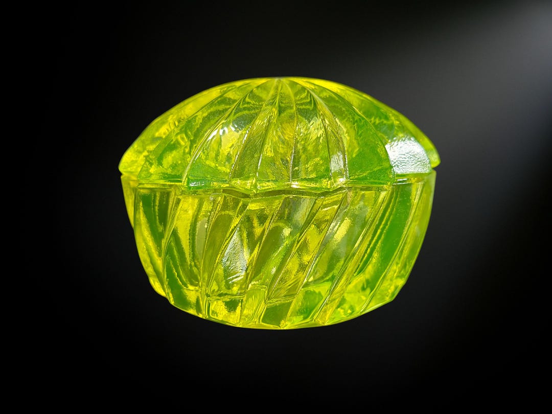 Collectible Radiant Uranium Glass Shell Jar - Beach House Display Piece ...