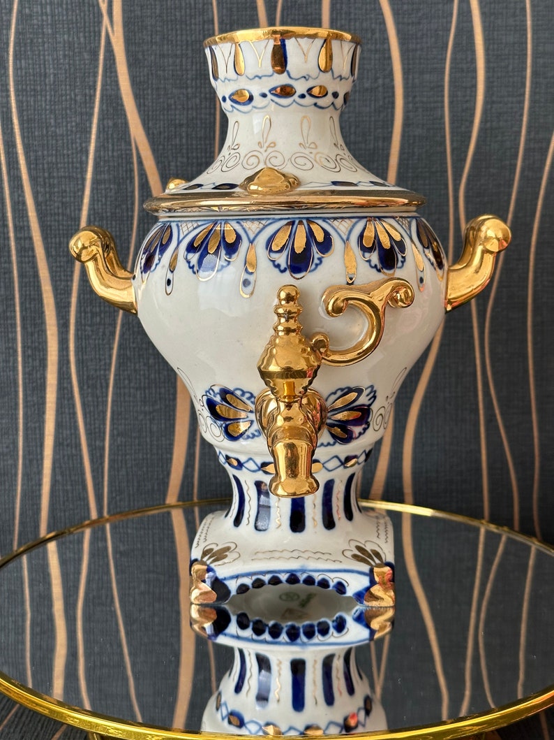 Antique USSR Gzhel Porcelain Samovar Vintage Soviet Home Decor - Etsy