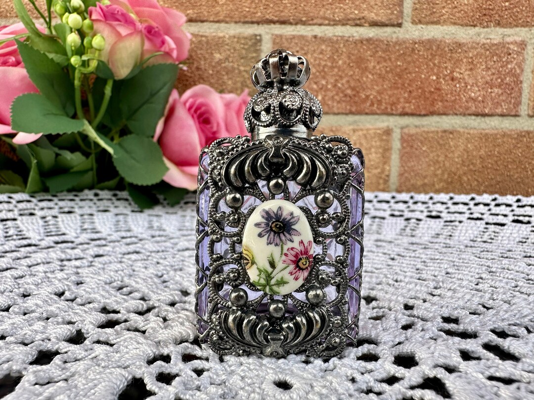 Handcrafted Butter Perfume Bottle in Purple Glass Adorned With - Etsy
