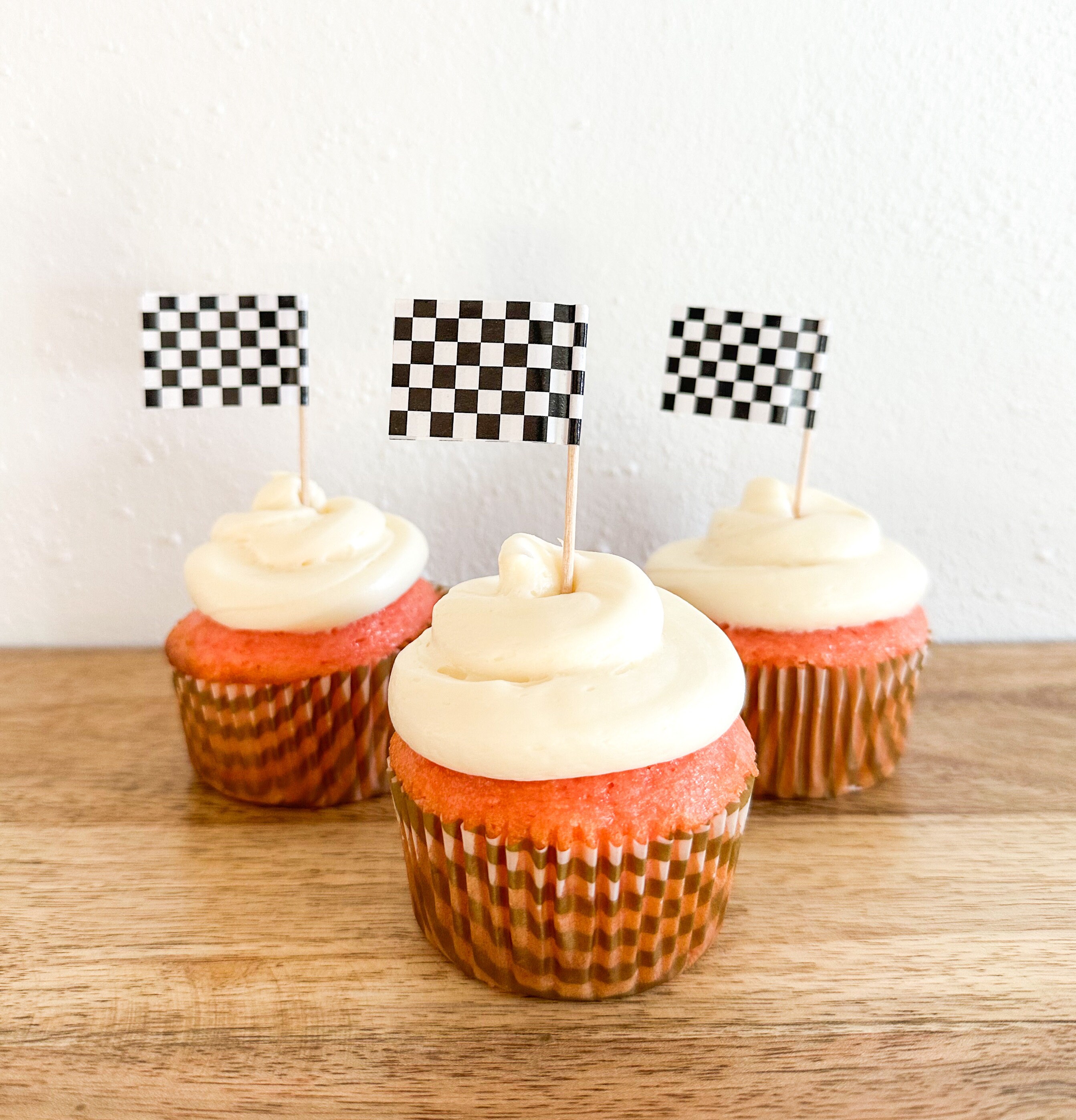 Black and White Checkered Flag Cupcake Topper Race Car Themed - Etsy