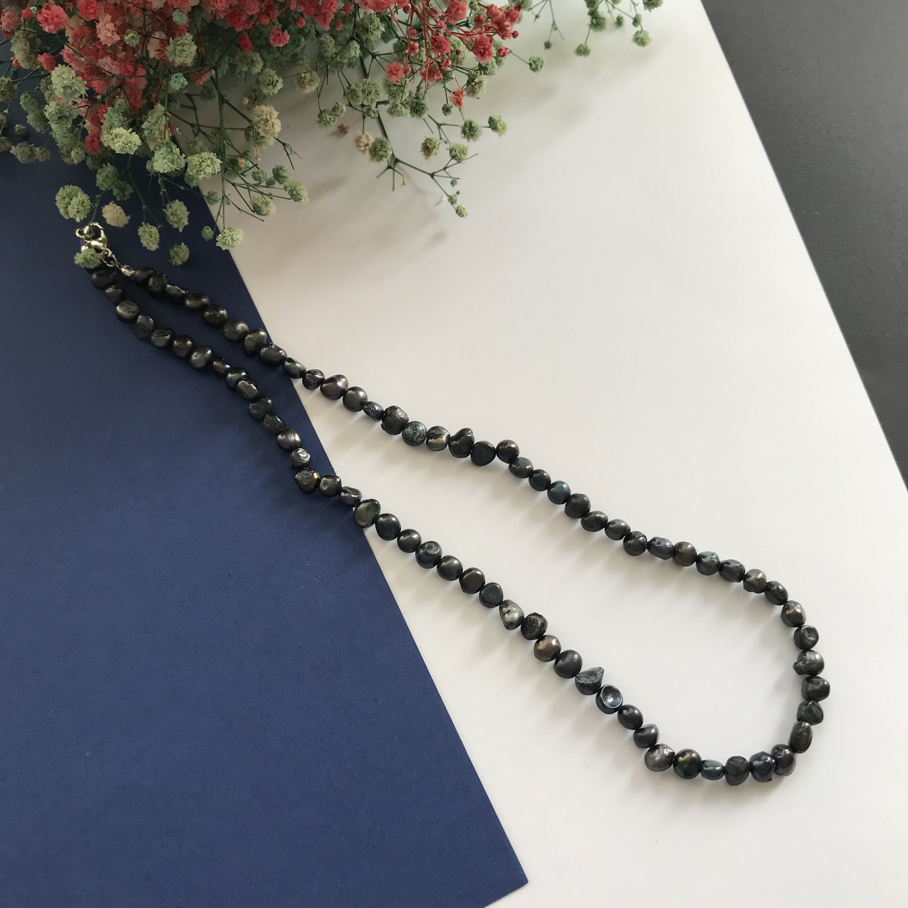 Black Pearl Choker for Men & Women, Couple Necklace, Unisex Black ...