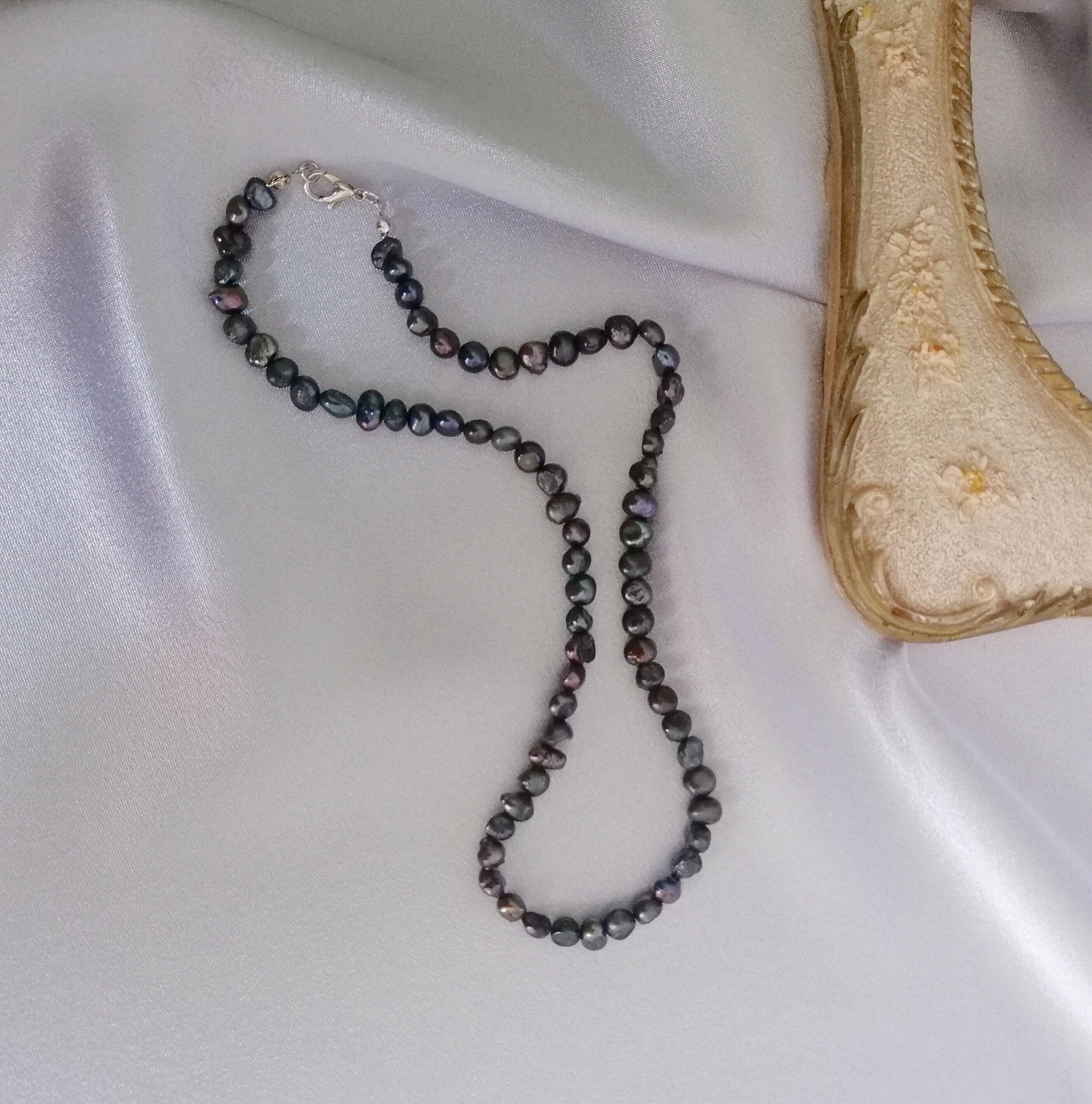 Black Pearl Choker for Men & Women, Couple Necklace, Unisex Black ...
