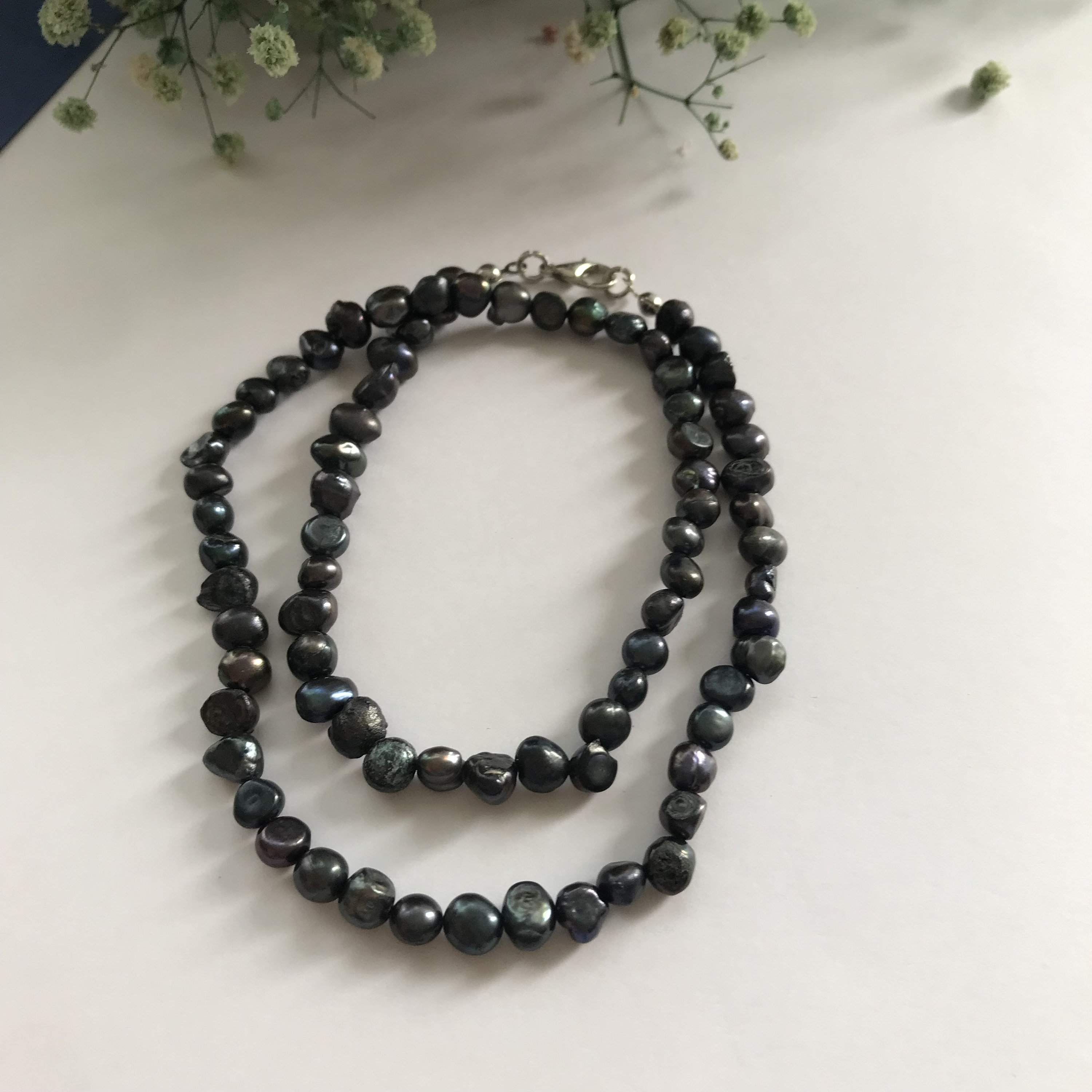 Black Pearl Choker for Men & Women, Couple Necklace, Unisex Black ...