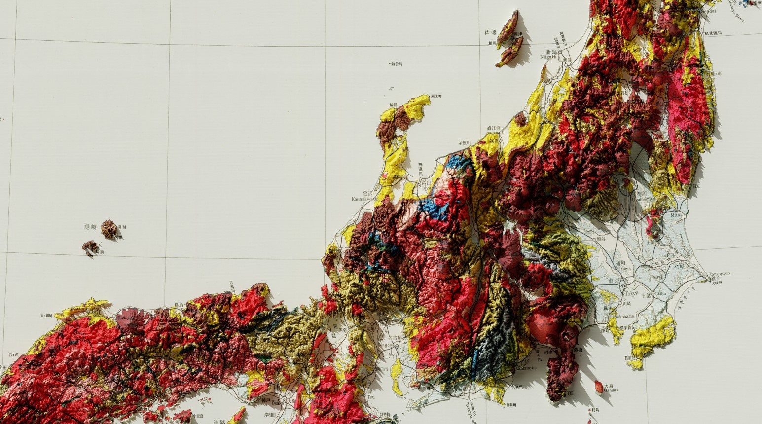 Geological Relief Map of Japan - Etsy