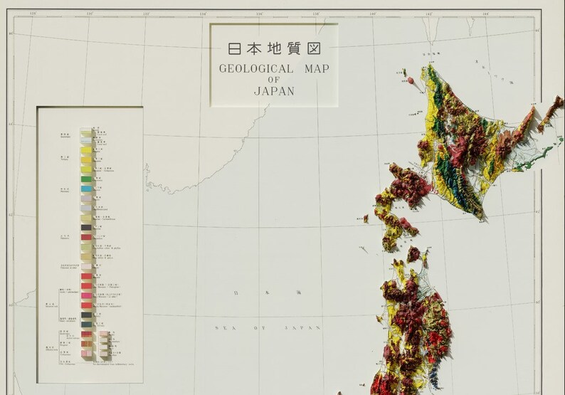 Geological Relief Map of Japan - Etsy