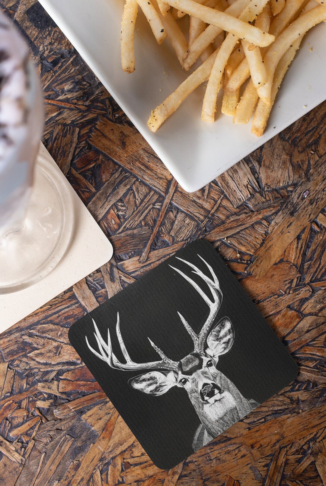 Mule Deer Coaster- Antlers, Animal, Wildlife, Hunting, Rustic, Sleek ...