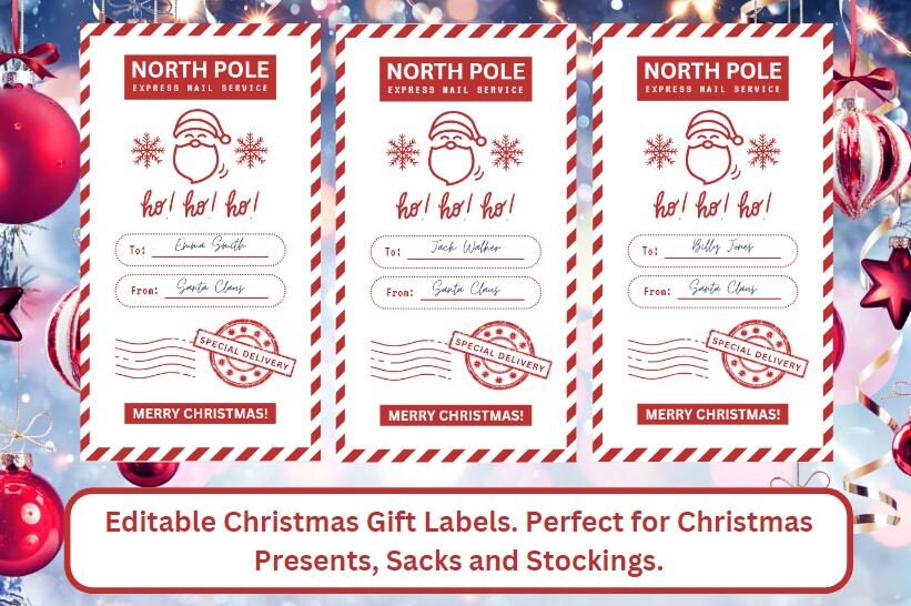 Editable North Pole Delivery Service Christmas Gift Label | Santa's ...