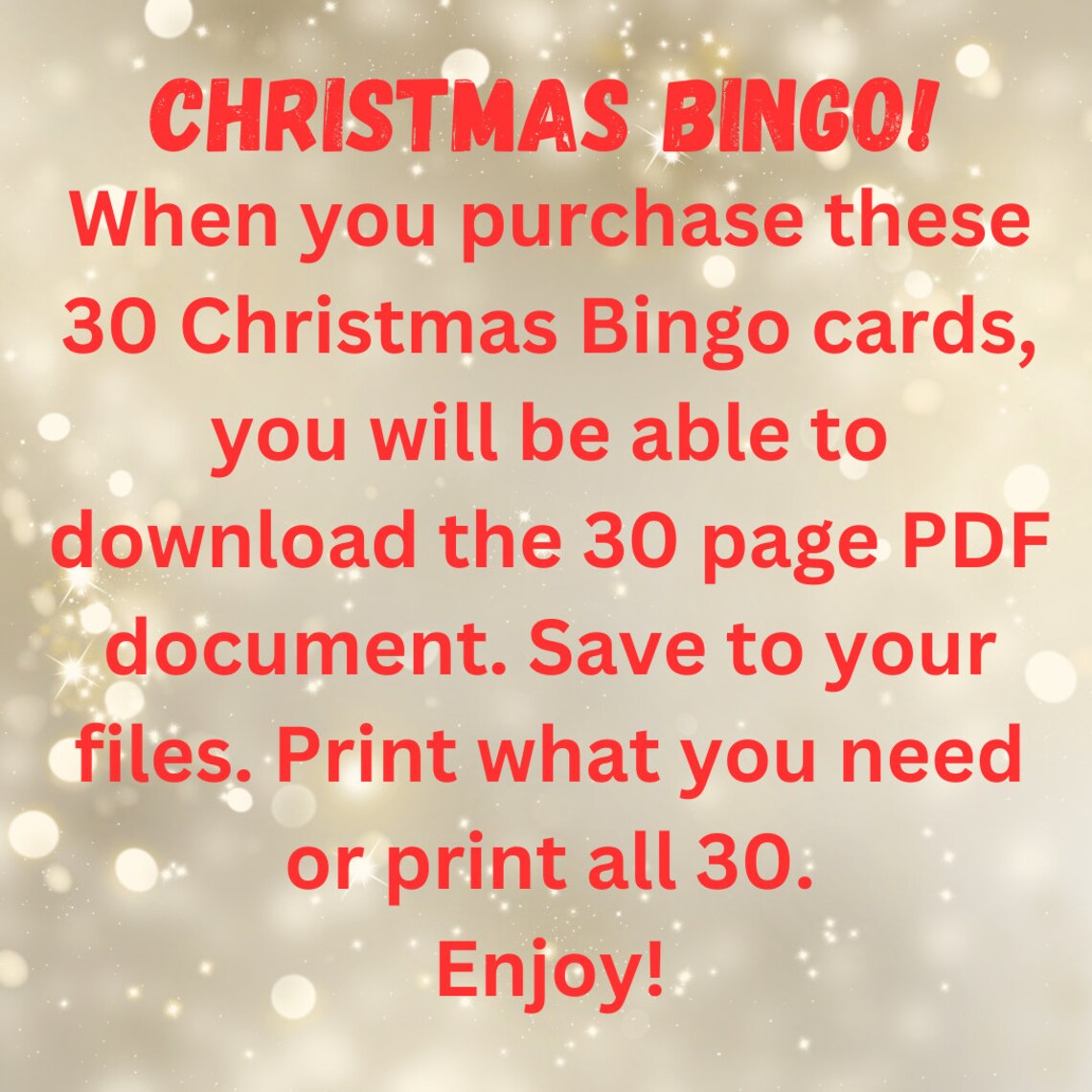Christmas Bingo Digital Download - 30 Christmas Bingo Cards | Festive ...