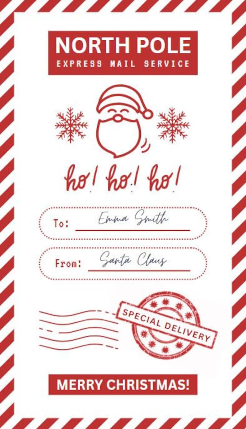 Editable North Pole Delivery Service Christmas Gift Label | Santa's ...
