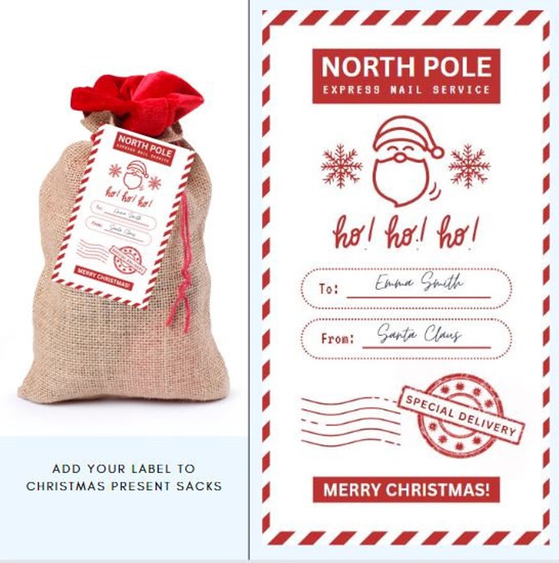 Editable North Pole Delivery Service Christmas Gift Label | Santa's ...