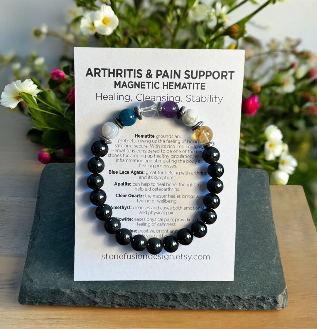 Arthritis Crystals and Magnetic Hematite Crystal Bracelet, 8mm or 6mm ...