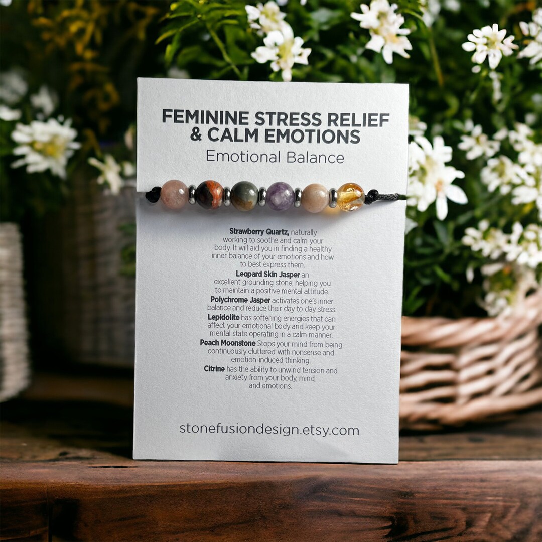 Stress Relief and Calming Corded Crystal Bracelet, Masculine Stress ...