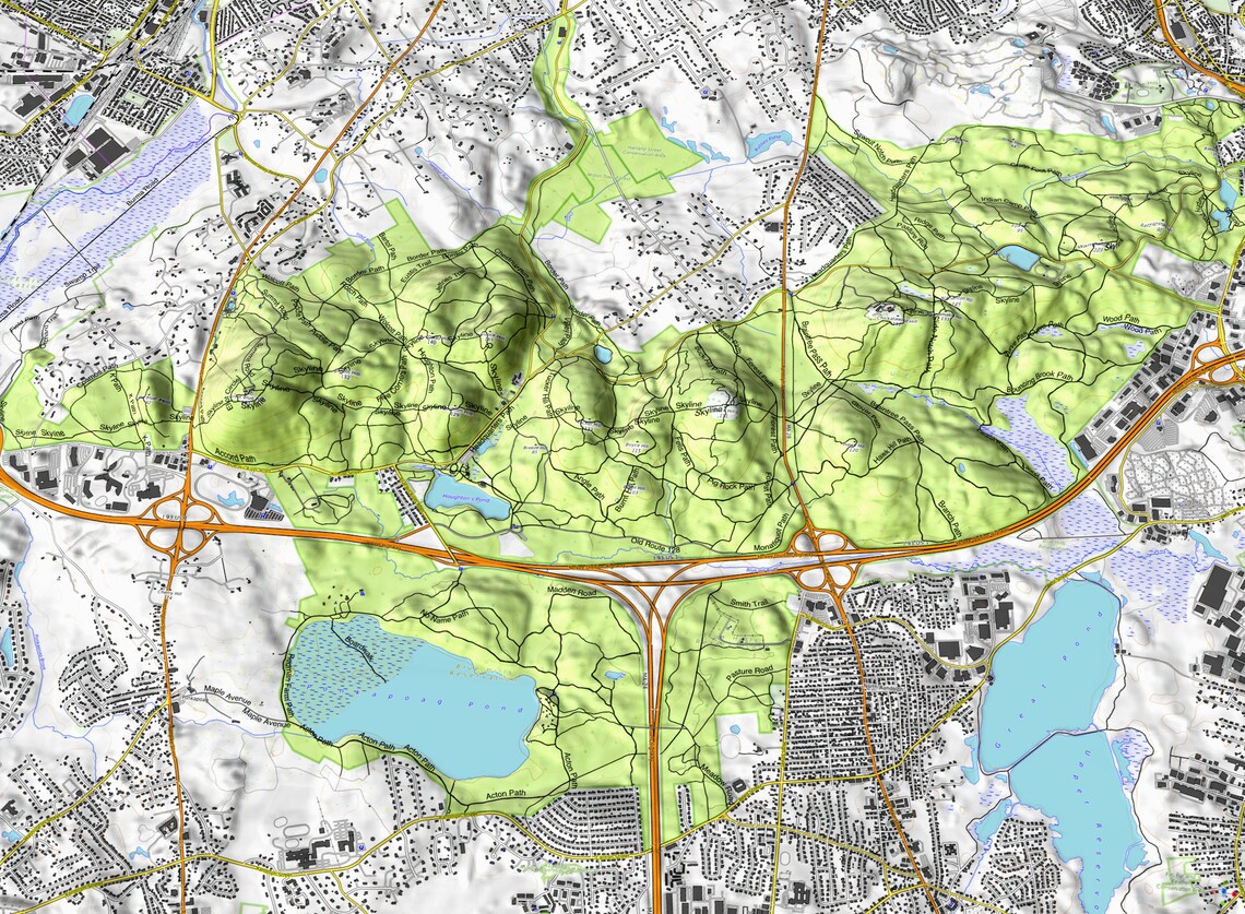 High Resolution Topographical Map of Blue Hills in Massachusetts ...