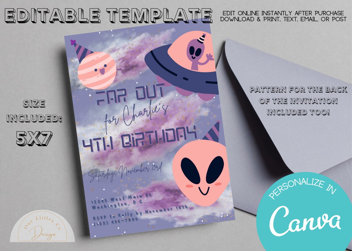 Alien Outer Space Themed Party Invitation - Etsy