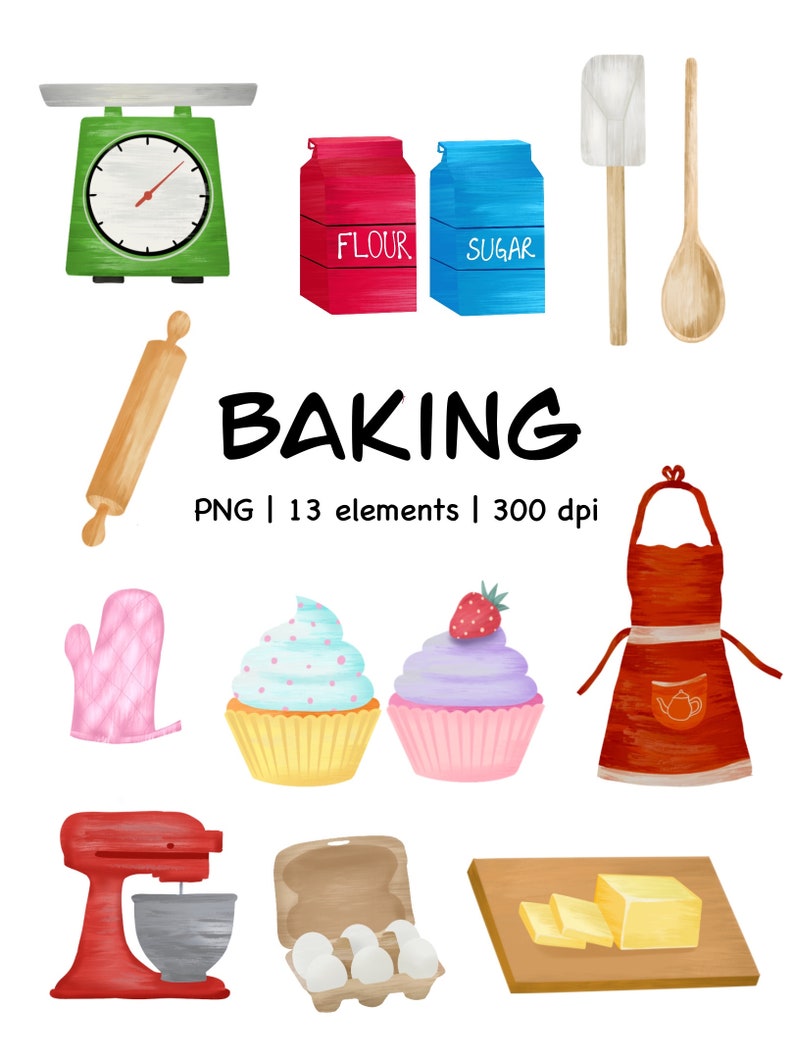 Baking Clipart, Kitchen Utensils, Instant Download, Commercial Use - Etsy