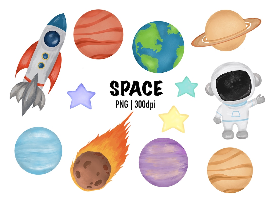 Space Clipart- Outer Space, Rocket, Astronaut, Stars, Planets - Etsy