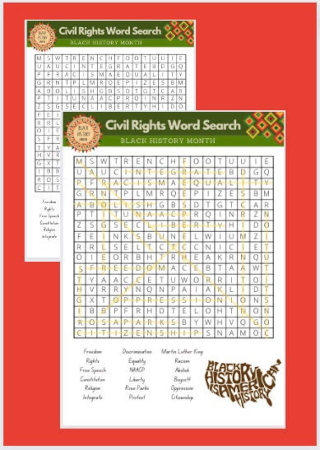 Black History Month Word Search - Etsy